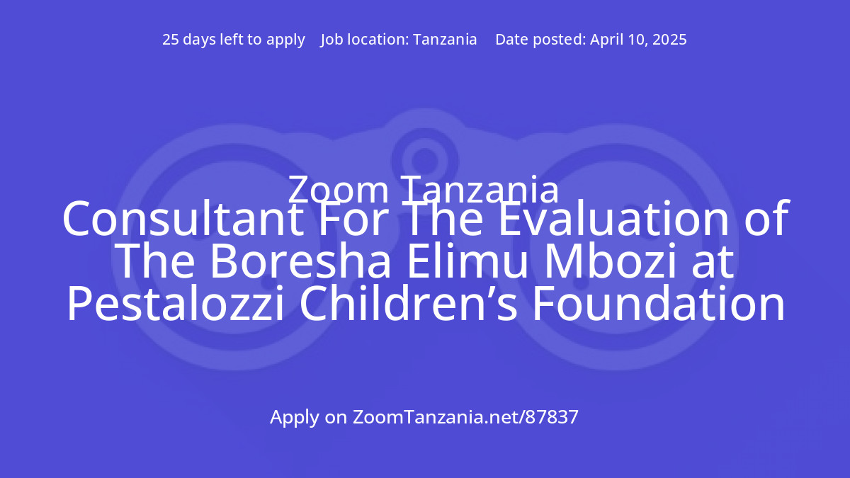 Consultant For The Evaluation of The Boresha Elimu Mbozi - Zoom Tanzania